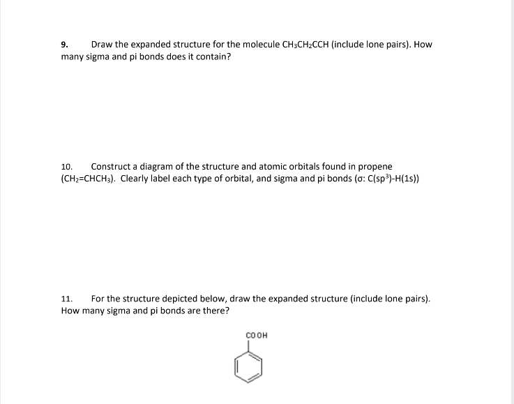 Solved 9. Draw the expanded structure for the molecule | Chegg.com
