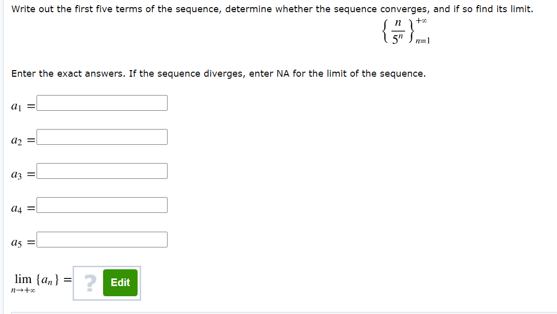 Solved Write out the first five terms of the sequence, | Chegg.com