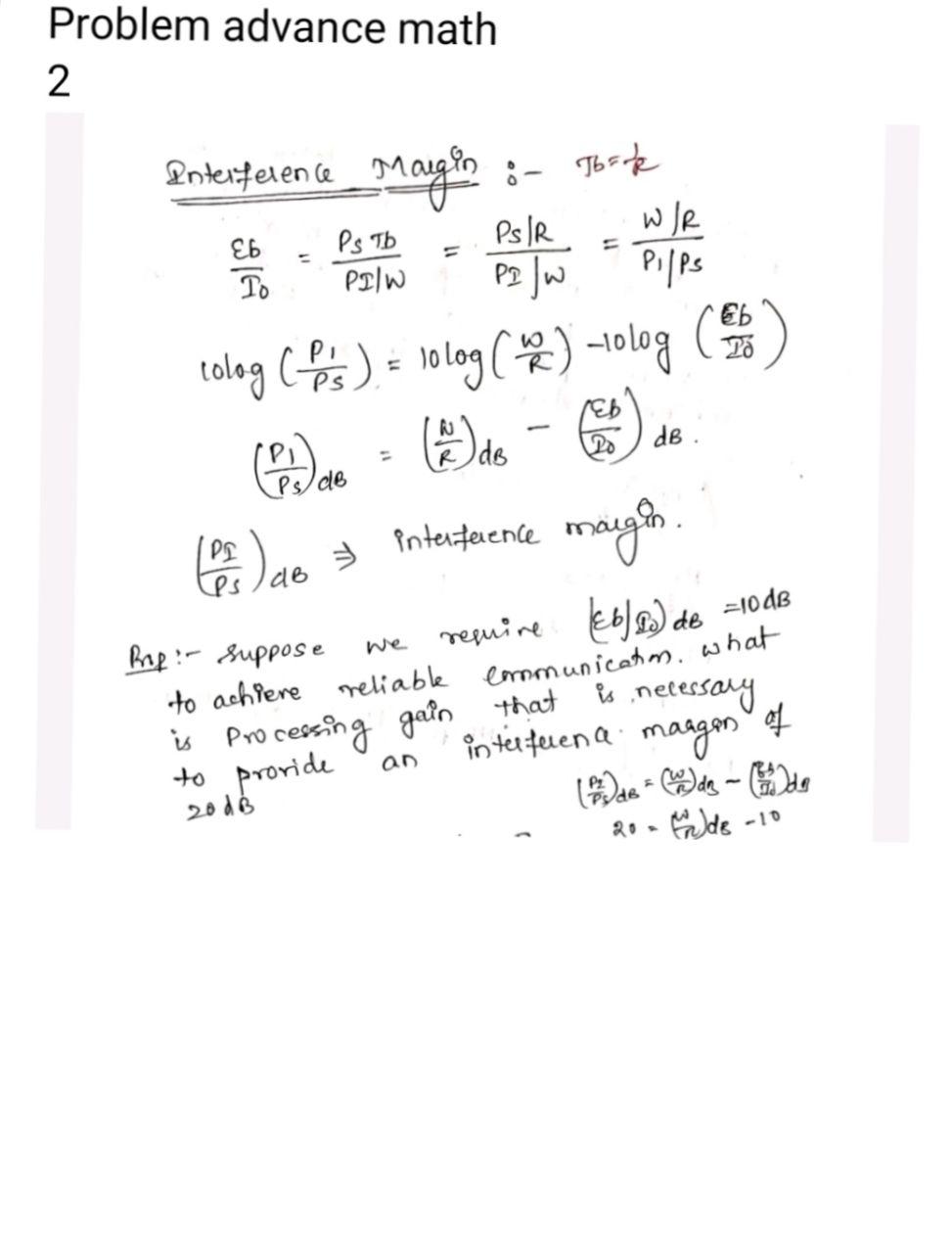 Solved Problem advance math 2 Interference Margin :- Tork | Chegg.com