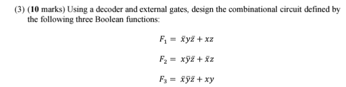 Solved 3 10 Marks Using A Decoder And External Gates 0994