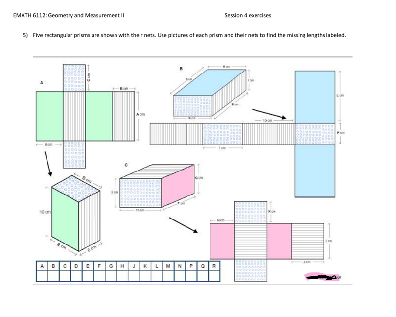 Solved Five rectangular prisms are shown with their nets. | Chegg.com