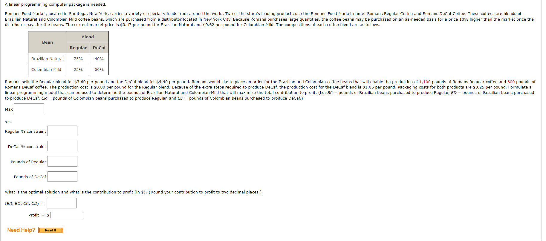 Solved A linear programming computer package is needed. | Chegg.com