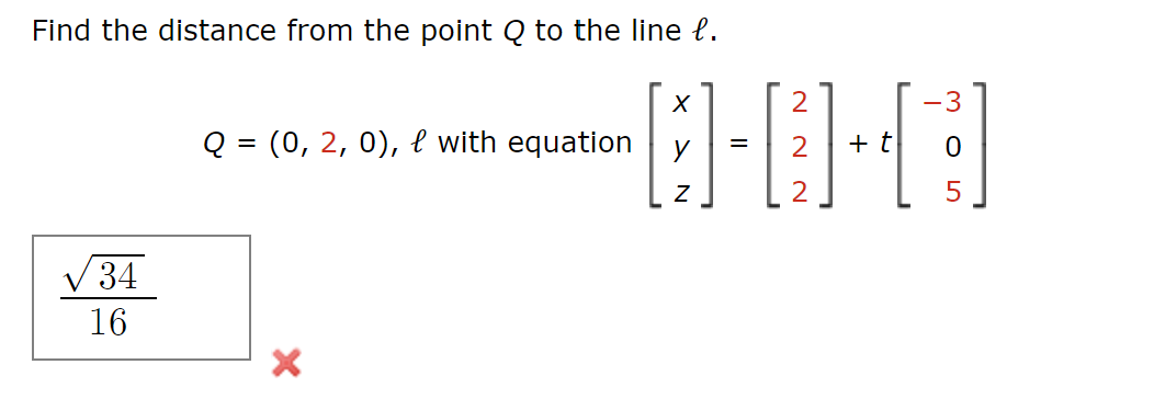 Solved Find the vector form of the equation of the line in | Chegg.com