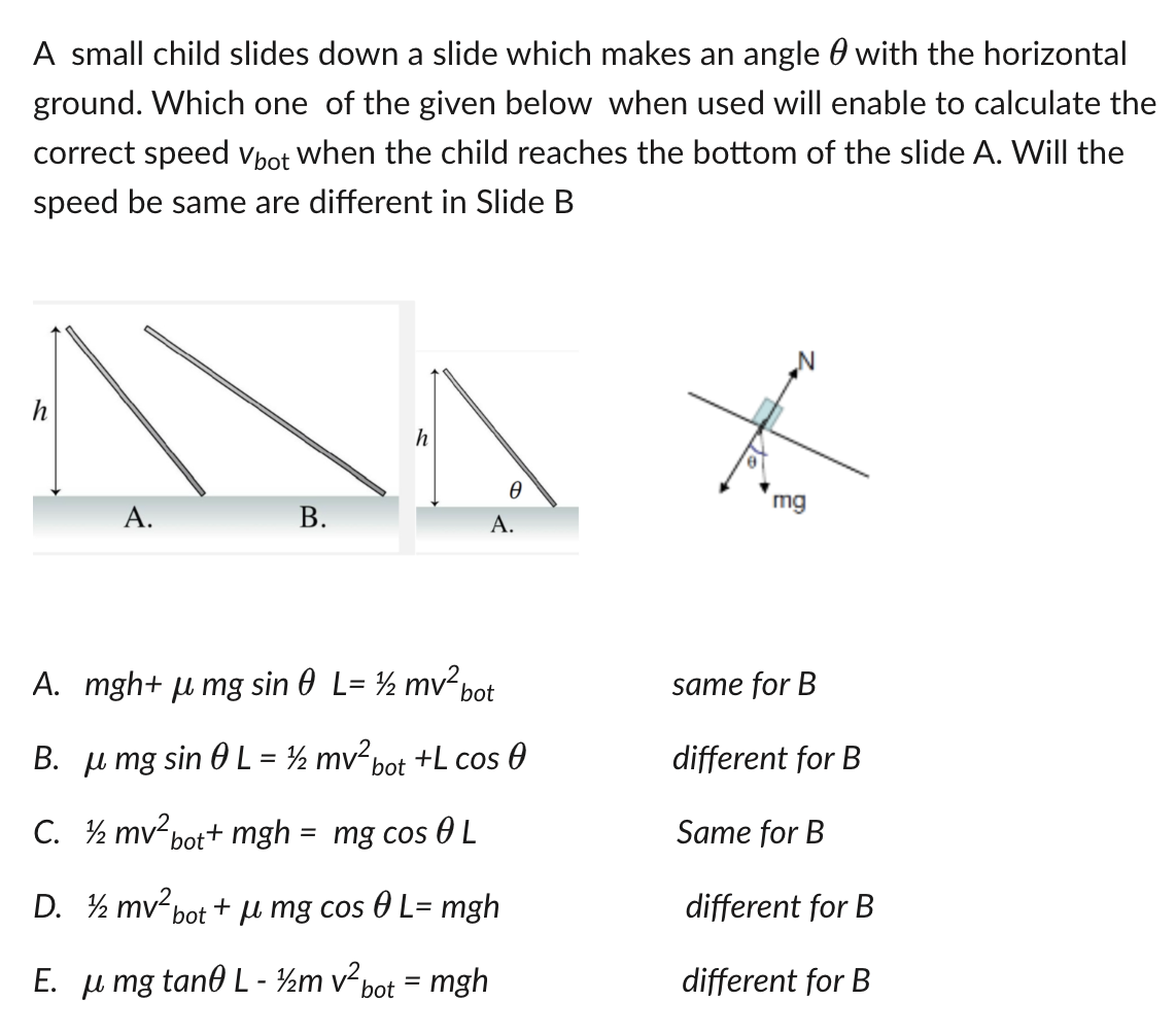 Solved A small child slides down a slide which makes an | Chegg.com