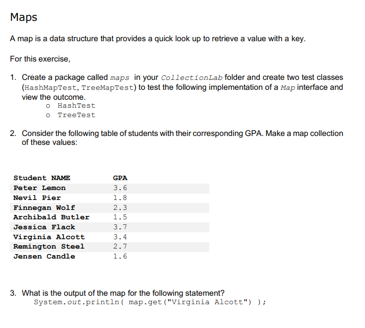 Solved Maps A Map Is A Data Structure That Provides A Quick 