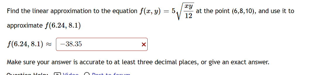 Solved Find the linear approximation to the equation | Chegg.com