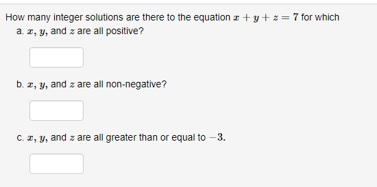 Solved How many integer solutions are there to the equation | Chegg.com