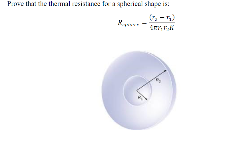 Solved Prove that the thermal resistance for a spherical | Chegg.com