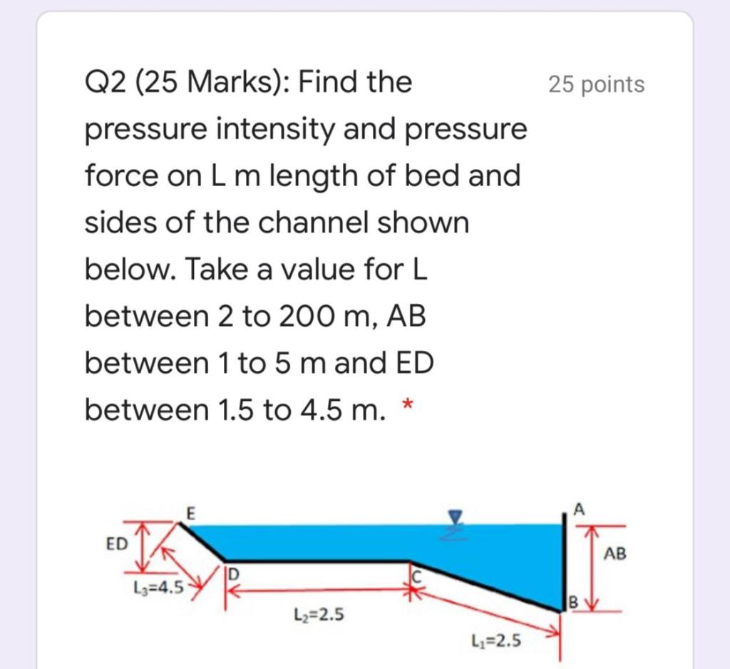 Solved 25 points Q2 (25 Marks): Find the pressure intensity | Chegg.com