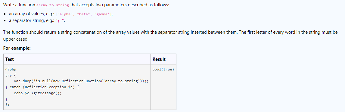 Solved Write a function array_to_string that accepts two | Chegg.com
