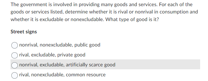 The government is involved in providing many goods | Chegg.com