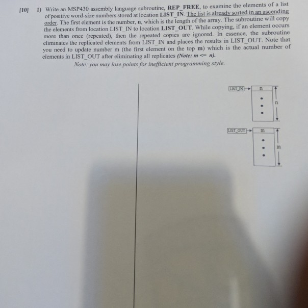Solved MSP430 assembly language subroutine, REP FREE, to | Chegg.com