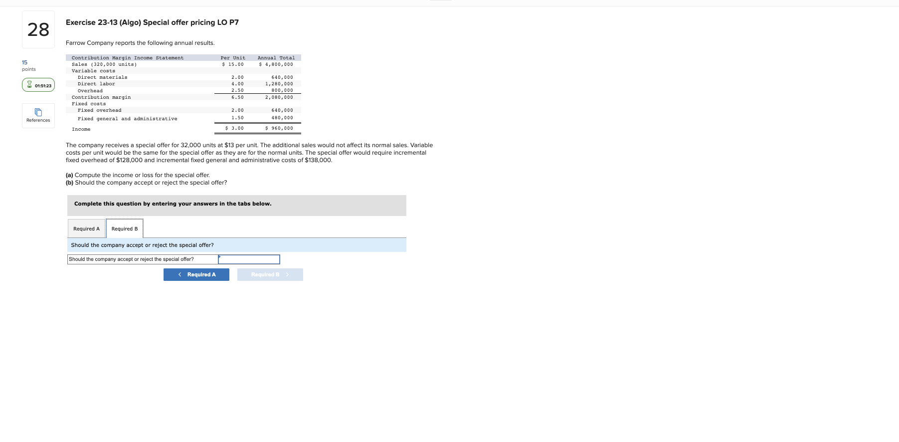 Solved Exercise 23-13 (Algo) Special offer pricing LO P7 | Chegg.com