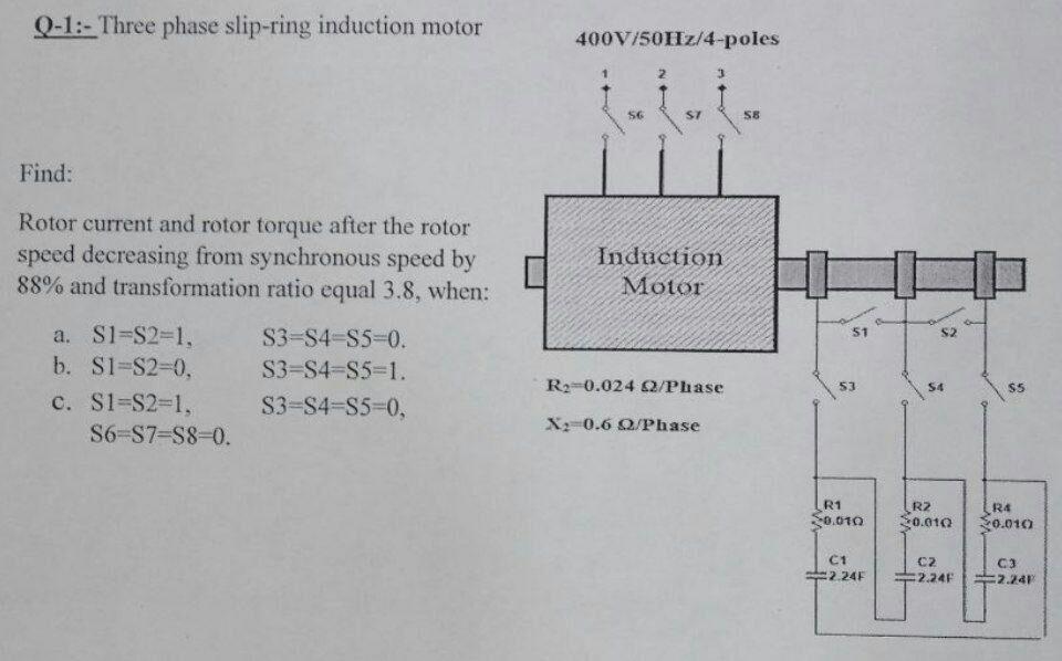 Solved Q-1:- Three phase slip-ring induction motor | Chegg.com