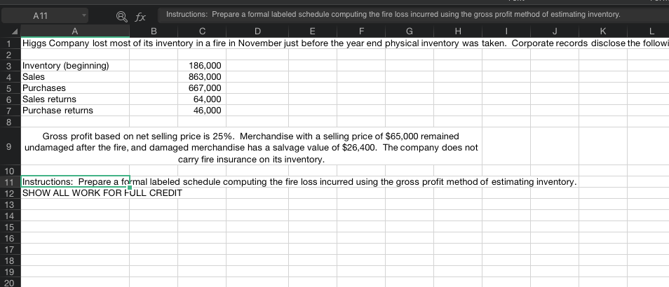 Solved fx A11 Instructions: Prepare a formal labeled | Chegg.com