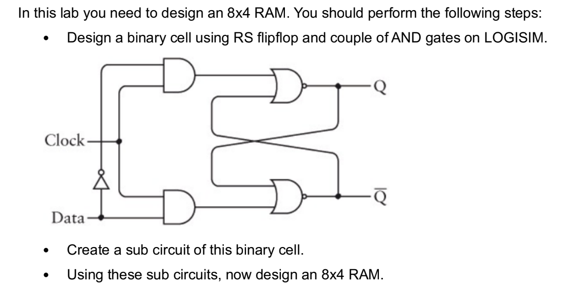 Solved In this lab you need to design an 8x4 RAM. You should | Chegg.com
