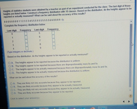 Solved Heights of statistics students were obtained by a | Chegg.com