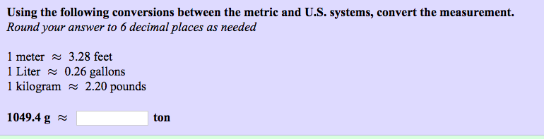 Solved Using the following conversions between the metric | Chegg.com