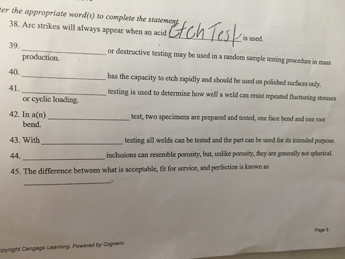 Solved Arc strikes will always appear when an acid ___ is | Chegg.com
