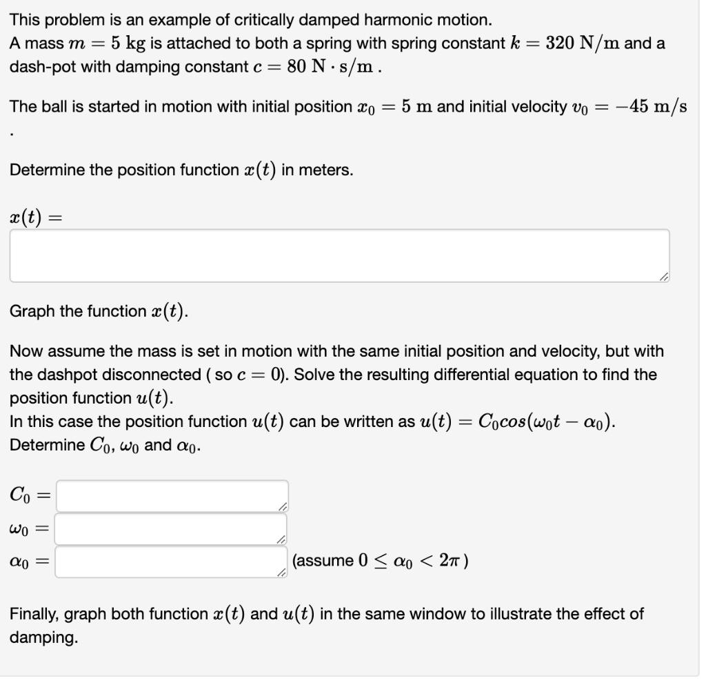 Damped Harmonic Oscillator Examples