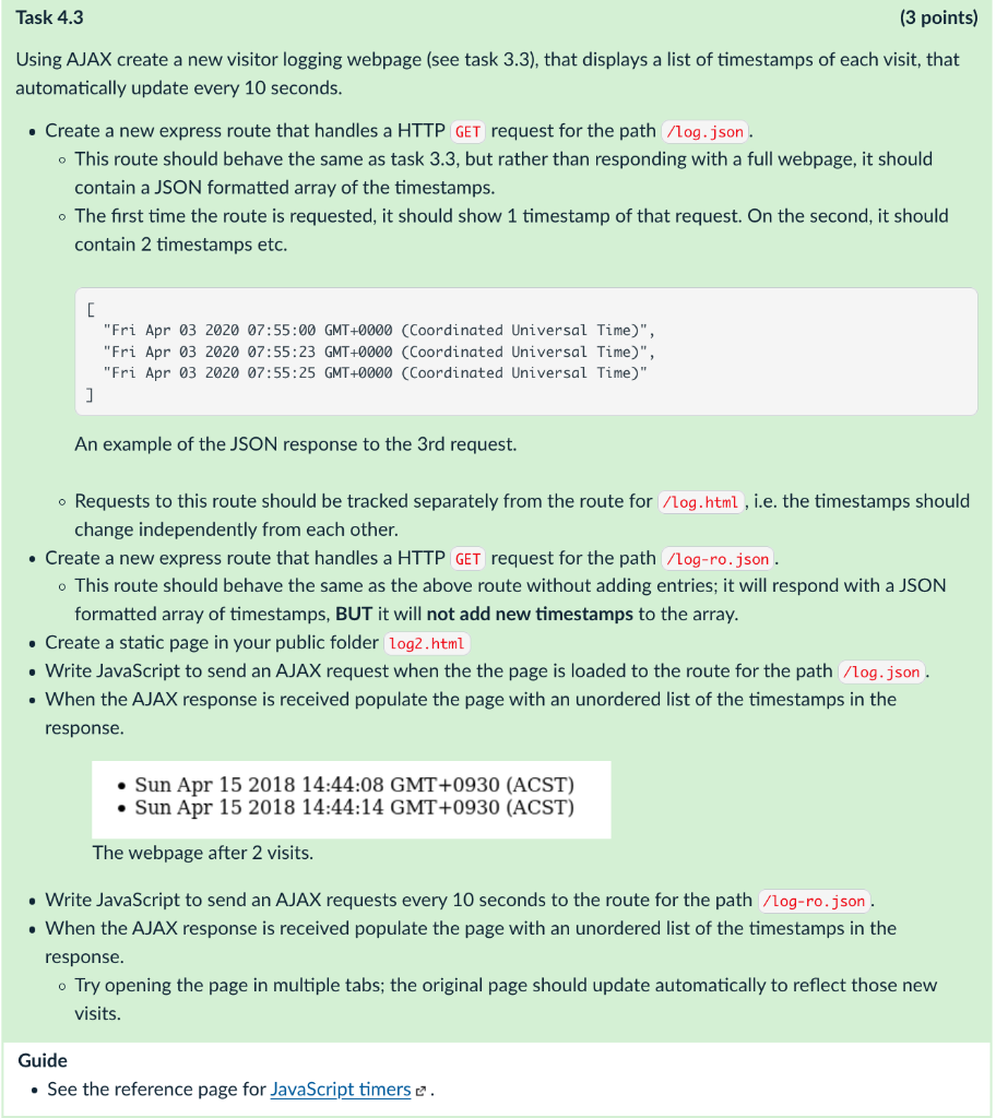 Task 4.3 (3 points) Using AJAX create a new visitor | Chegg.com