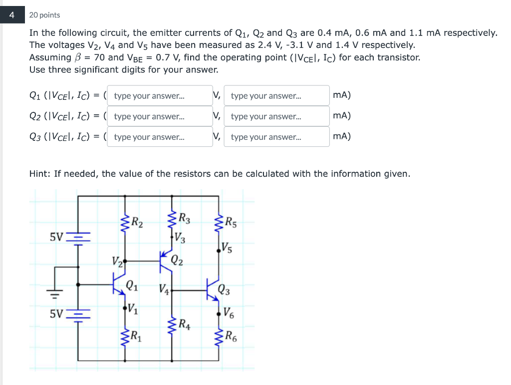 Solved In the following circuit, the emitter currents of | Chegg.com