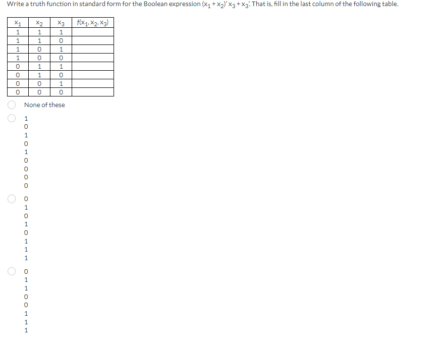 Solved Write a truth function in standard form for the | Chegg.com
