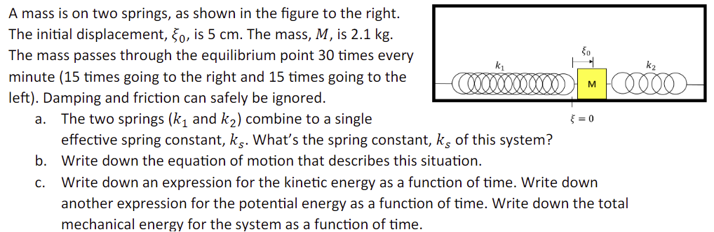 Solved A mass is on two springs, as shown in the figure to | Chegg.com
