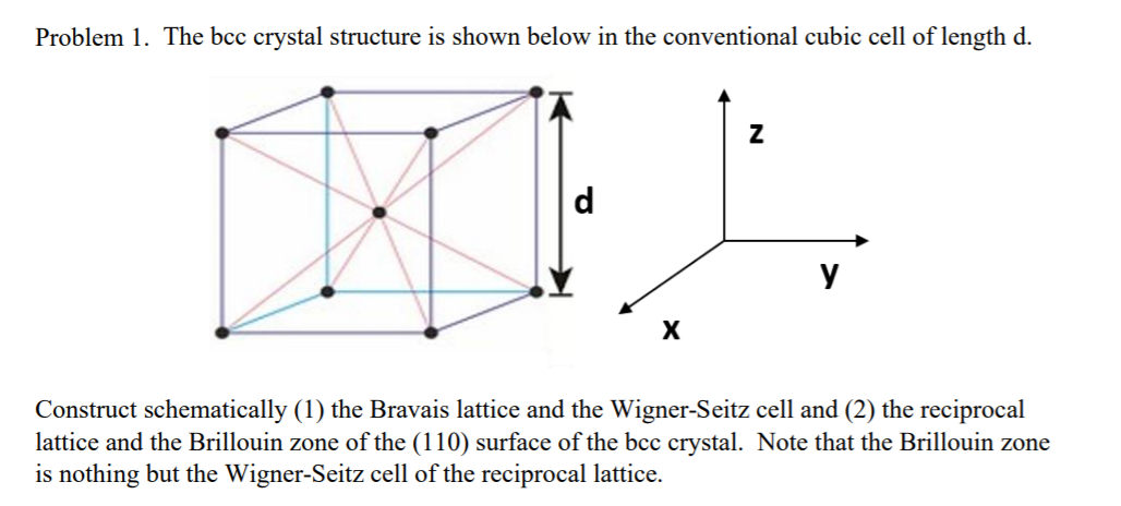 Solved Problem 1. The bcc crystal structure is shown below | Chegg.com