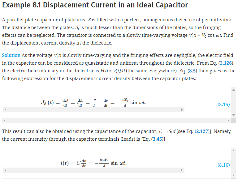 Solved Example 8.1 Displacement Current in an Ideal | Chegg.com