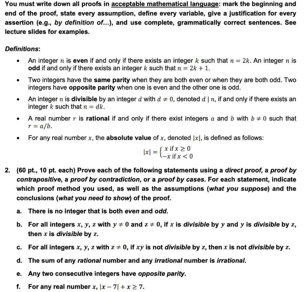 You must write down all proofs in acceptable | Chegg.com