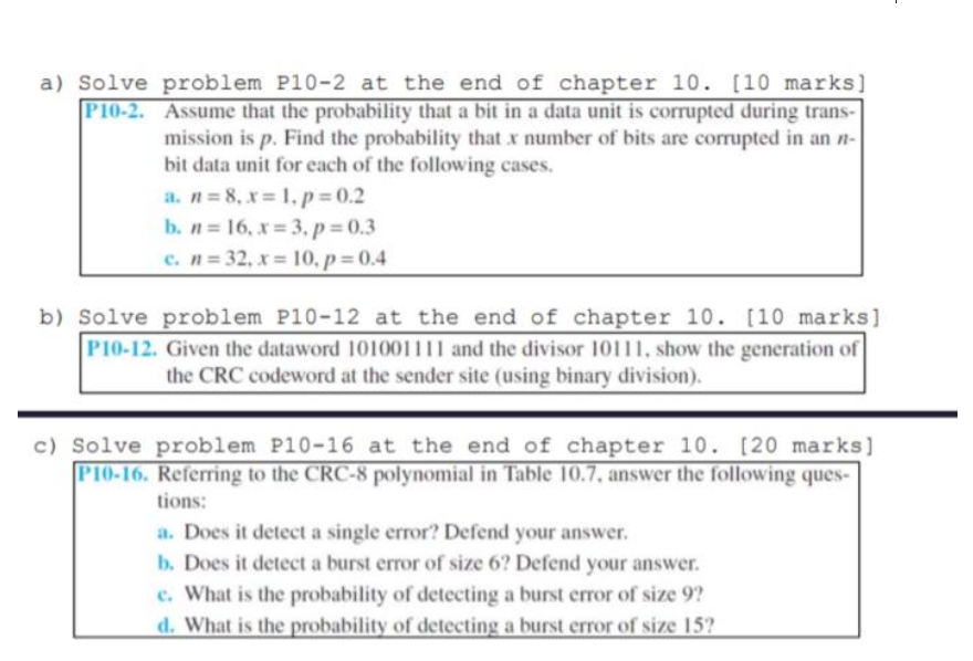 Solved P10-2. Assume that the probability that a bit in a | Chegg.com