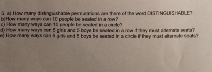 Solved A) How many distinguishable permutations are there of | Chegg.com