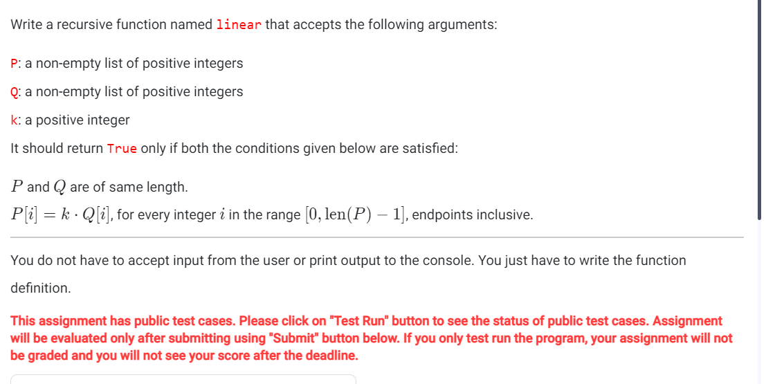 Solved Write a recursive function named linear that accepts | Chegg.com