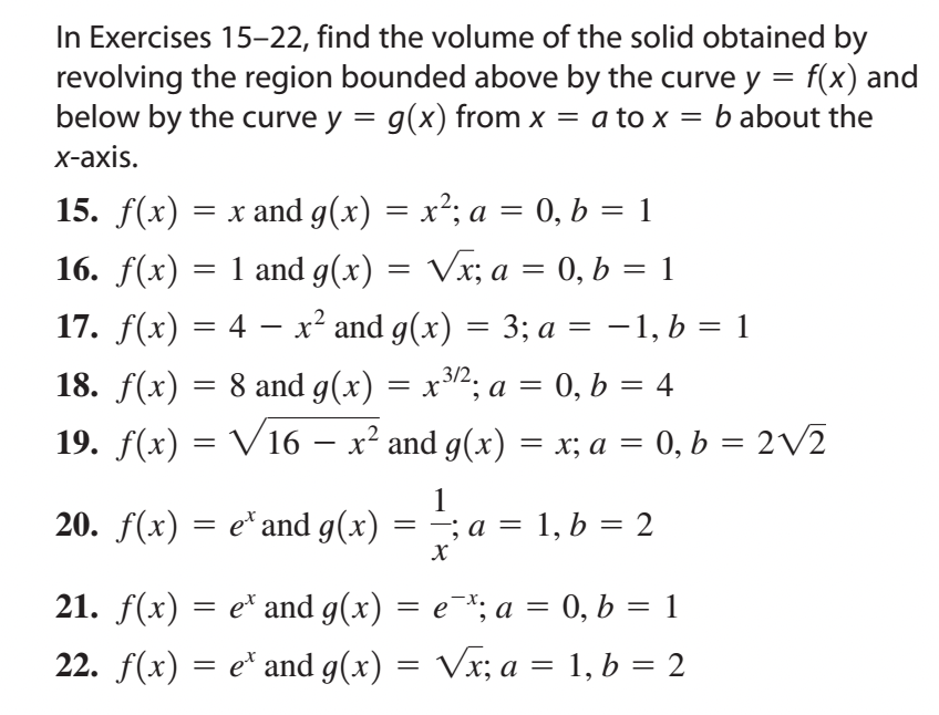 Solved In Exercises 15-22, find the volume of the solid | Chegg.com