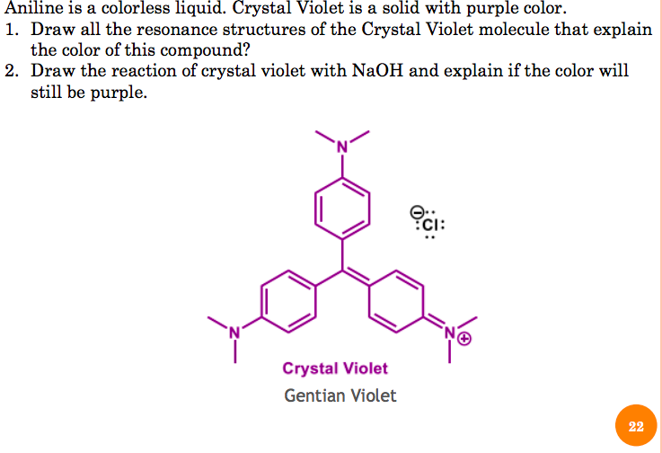 Solved Aniline is a colorless liquid. Crystal Violet is a | Chegg.com