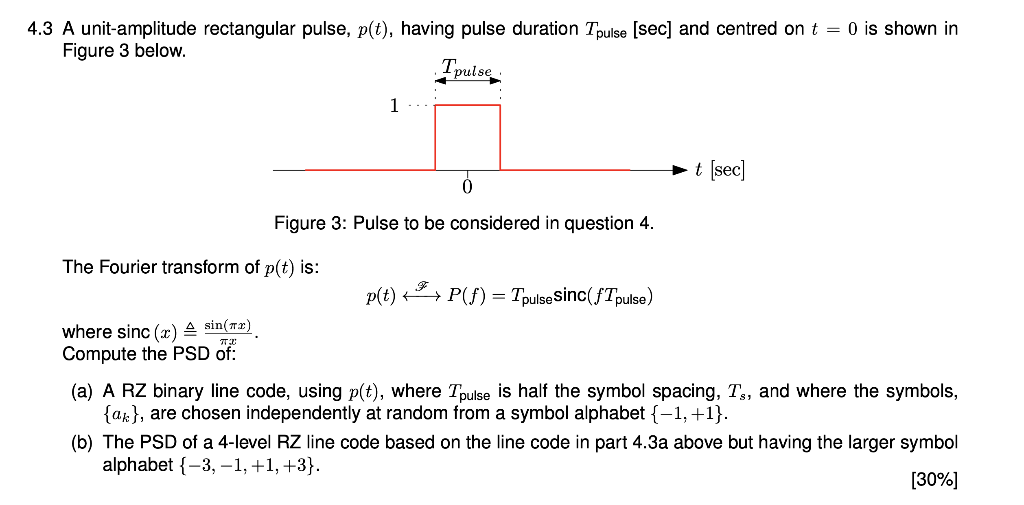 4.3 A unit-amplitude rectangular pulse, p(t), having | Chegg.com
