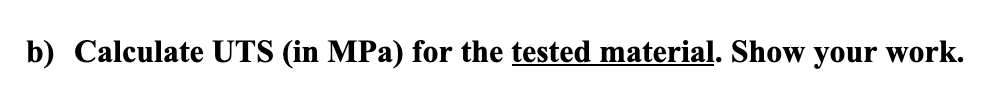 Solved b) Calculate UTS (in MPa) for the tested material. | Chegg.com
