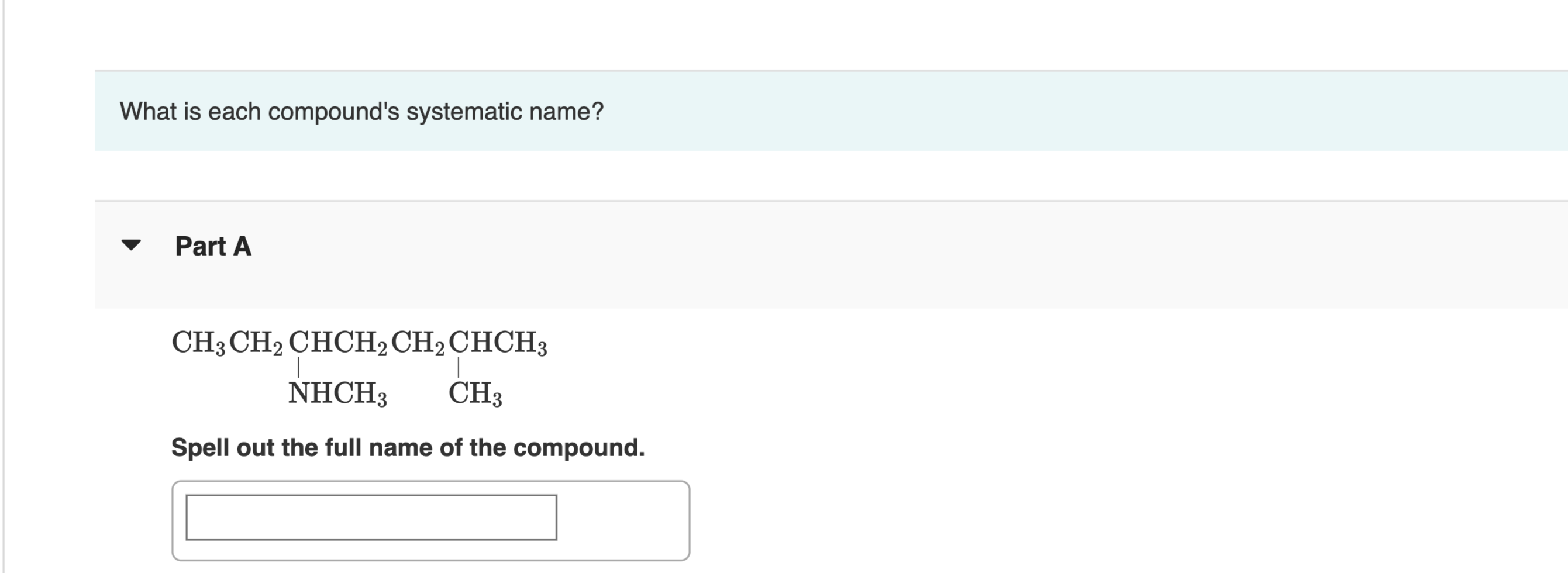 Solved What is each compound's systematic name?Part ASpell | Chegg.com