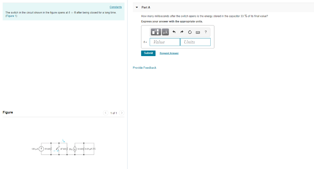 Solved Constants Part A The switch in the circuit shown in | Chegg.com