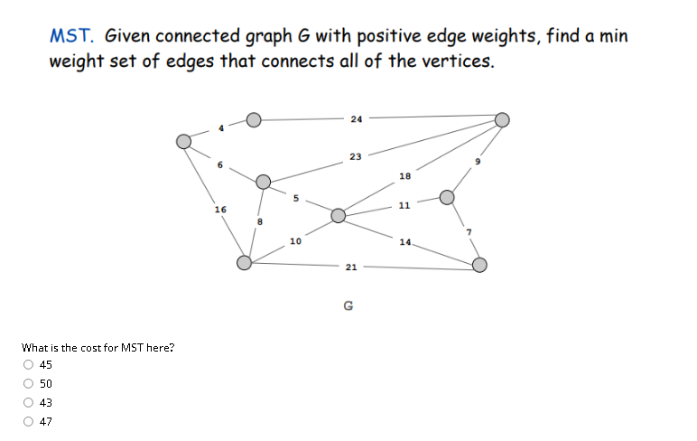 Solved MST. Given connected graph G with positive edge | Chegg.com