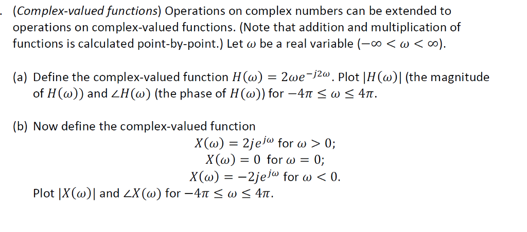 Solved (Complex-valued functions) Operations on complex | Chegg.com
