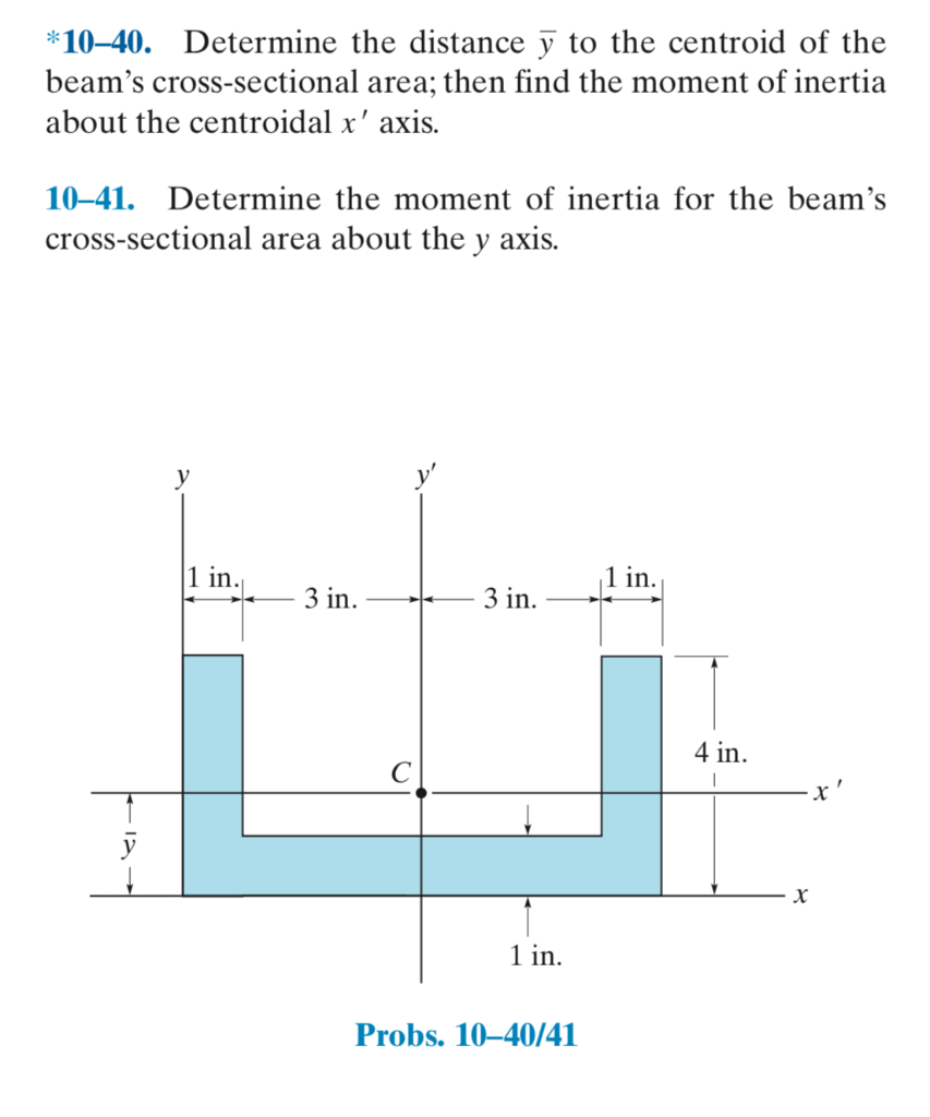 Solved 10-40. Determine the distance y to the centroid of | Chegg.com