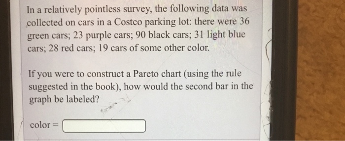 Solved In a relatively pointless survey, the following data | Chegg.com