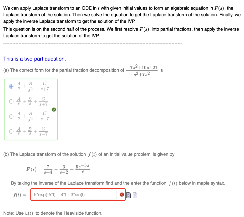 Solved We can apply Laplace transform to an ODE in t with | Chegg.com