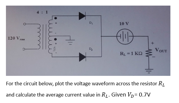 Solved For the circuit below, plot the voltage waveform | Chegg.com