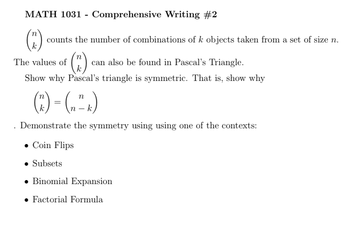 Solved (nk) counts the number of combinations of k objects | Chegg.com