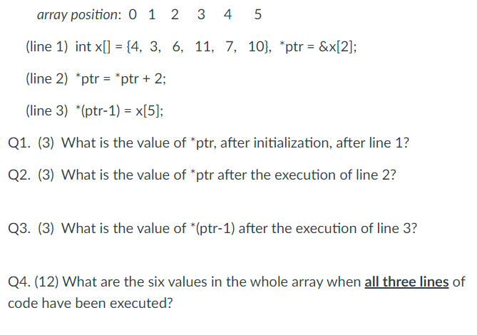 Solved Array Position 0 1 2 3 4 5 3 Line 1 Int X 4 