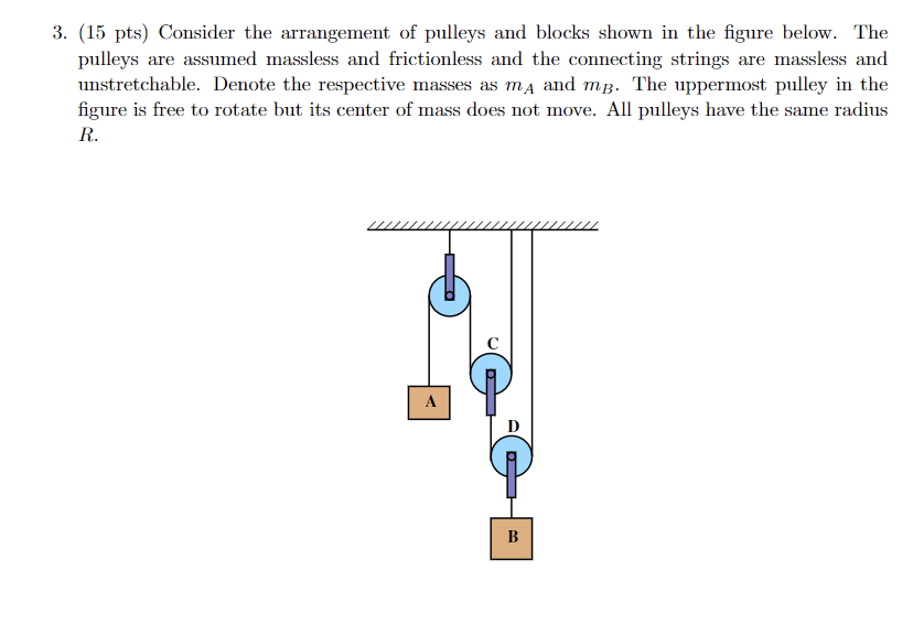 Solved 3. (15 pts) Consider the arrangement of pulleys and | Chegg.com