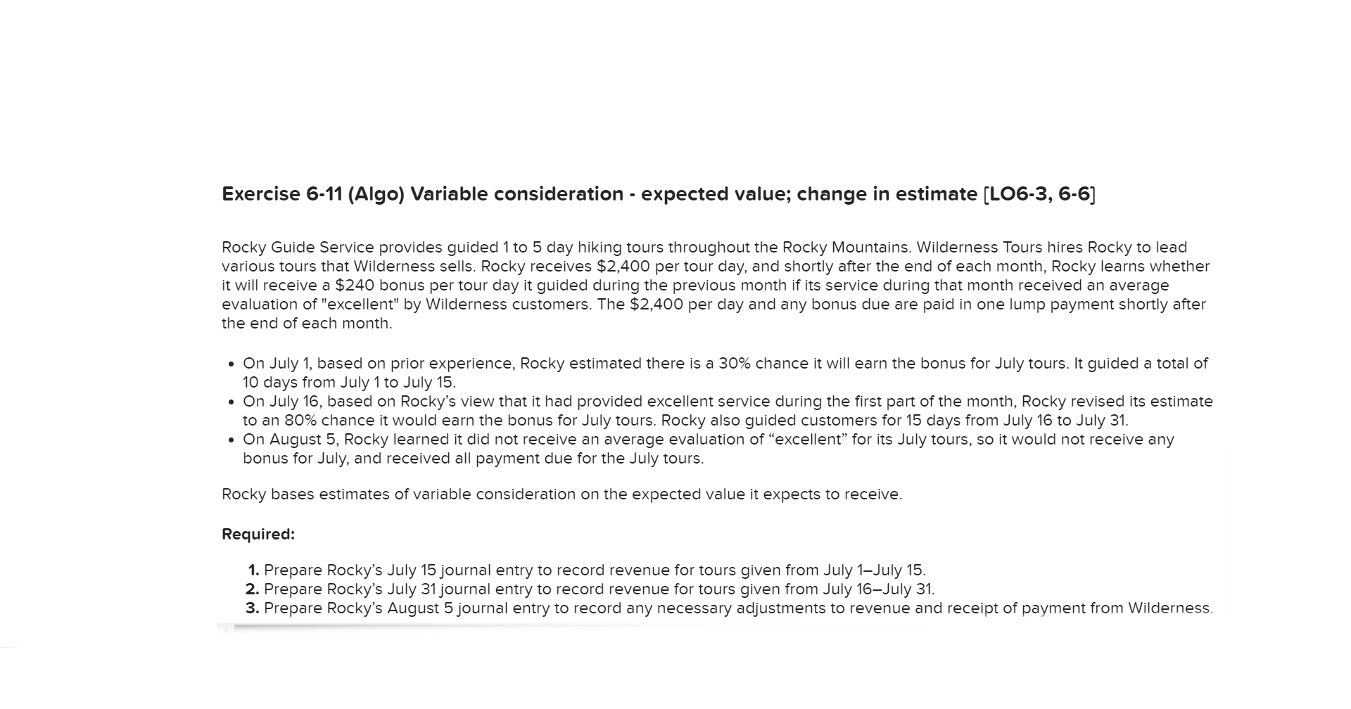 Solved Exercise 6-11 (Algo) Variable consideration - | Chegg.com